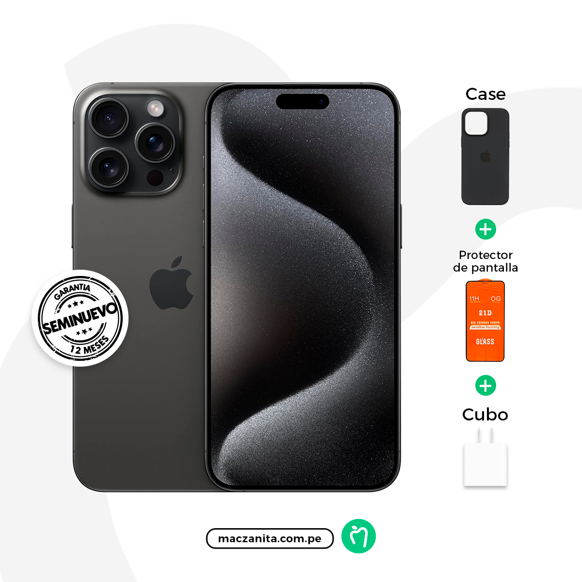 iPhone 15 Pro Titanio negro 256 GB eSIM | Seminuevo - Maczanita